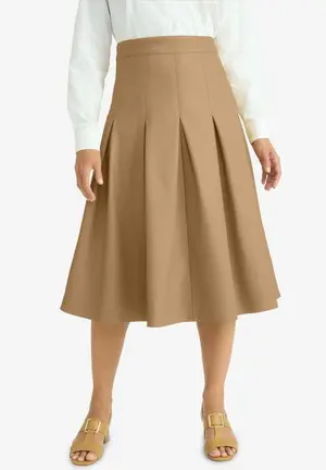 JESSICA LONDON Faux Leather Pleated Midi Skirt