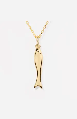 LITTLE SKY STONE Lucky Fish Charm Necklace - Gold