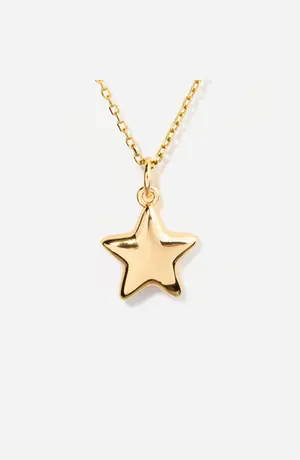 LITTLE SKY STONE Puffy Star Charm Necklace - Gold