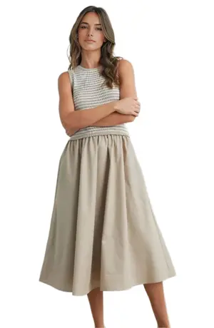 Ribbed Bodice Maxi Dress