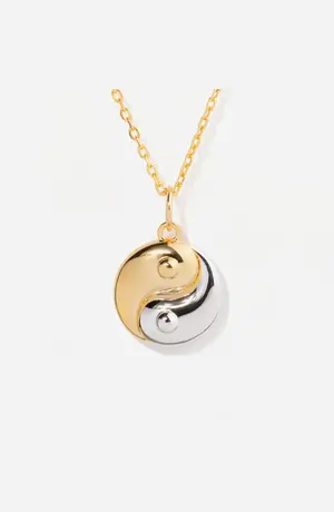 LITTLE SKY STONE Yin Yang Charm Necklace - Two Tone Gold/silver