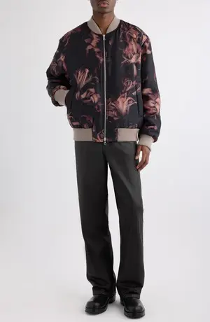 Dries Van Noten Volker Floral Reversible Satin Bomber Jacket