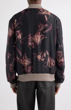 Dries Van Noten Volker Floral Reversible Satin Bomber Jacket