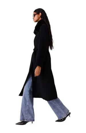Maje Double-faced Coat With Removable Collar