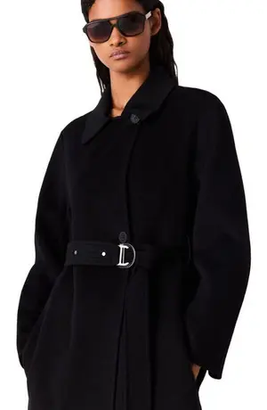 Maje Double-faced Coat With Removable Collar