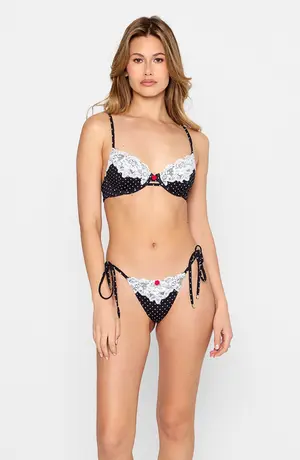 BEACH BUNNY Gigi Underwire Bikini Top - Black White Dot