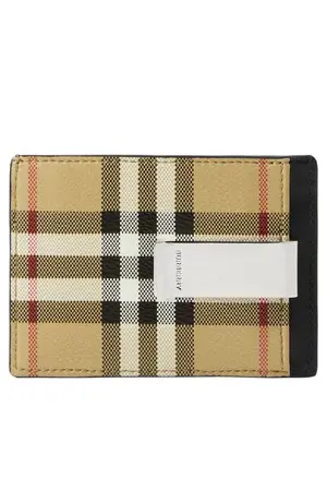 Burberry Chase Money Clip Card Case - Archive Beige