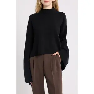 Deluc Chuck Crop Funnel Neck Sweater - Black