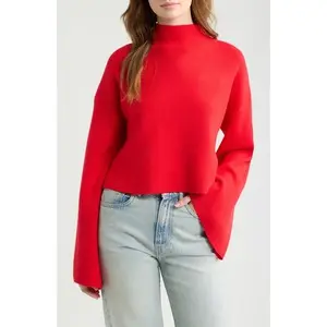 Deluc Chuck Crop Funnel Neck Sweater - Red