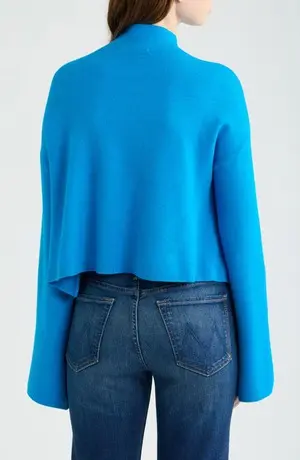 Deluc Chuck Crop Funnel Neck Sweater - Turquoise