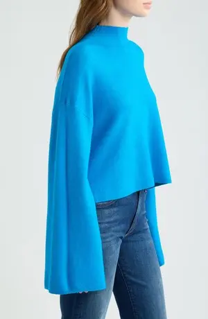 Deluc Chuck Crop Funnel Neck Sweater - Turquoise
