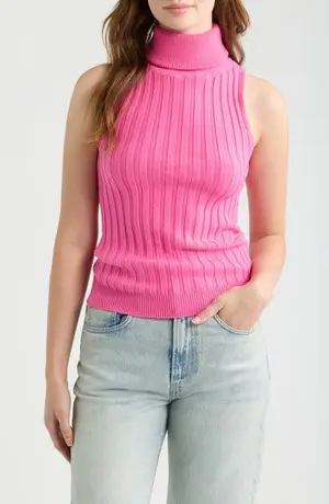 Deluc Ben Sleeveless Turtleneck Sweater - Fuchsia