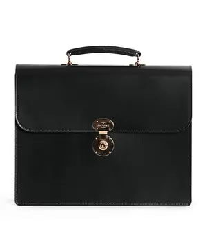 SWAINE Leather President Briefcase - Black