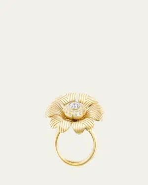 Harwell Godfrey 18k Yellow Gold Camellia Diamond Ring