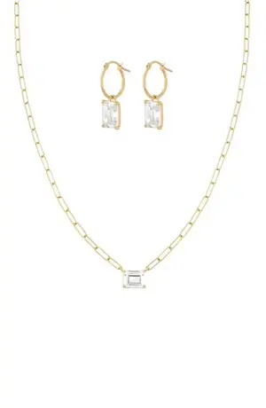 BEARFRUIT JEWELRY Sterling Necklace And Earrings Set - Gold