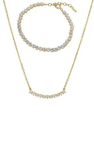 BEARFRUIT JEWELRY Josephine Tennis Necklace & Bracelet Set - Gold