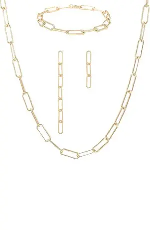 BEARFRUIT JEWELRY Sterling 18k Plated Chain Jewelry Set - Gold