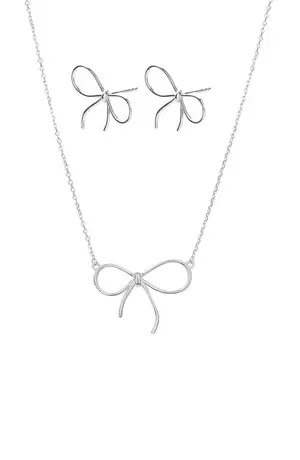 BEARFRUIT JEWELRY Sterling 18k Plated Bow Jewelry Set - Silver