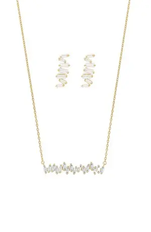 BEARFRUIT JEWELRY Sterling Clara Abstract Crystal Necklace & Earring Set - Gold