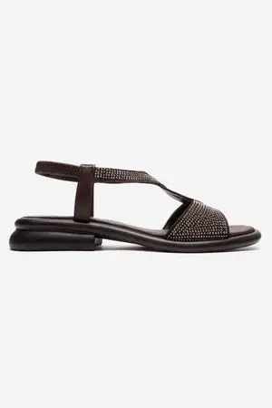 FOREVER & ALWAYS SHOES Sieglinde Embellished Leather Sandal - Brown