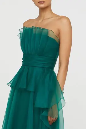 Theia Georgia Fan Bodice Gown