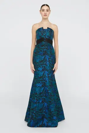 Theia Fernanda Strapless Fit-and-flare Gown