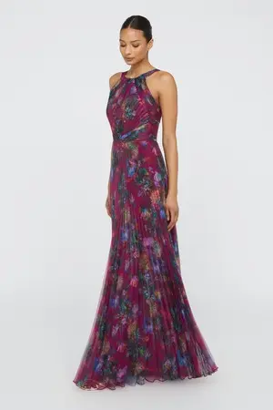 Theia Naveen Pleated Gown
