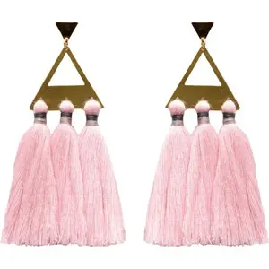 FOSTERIE Trío Tassel Earrings - Rose Quartz