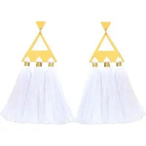FOSTERIE Trío Tassel Earrings - White