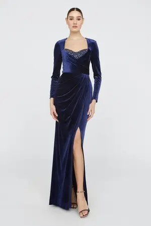 Theia Emerson Long Sleeve Gown