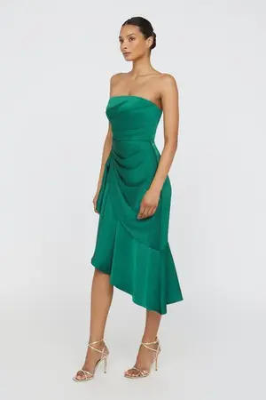 Theia Sinead Strapless Midi Dress