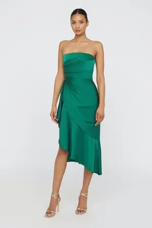 Theia Sinead Strapless Midi Dress