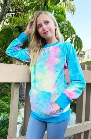 LIMEAPPLE Minky Fleece Crewneck Sweatshirt - Cotton Candy Tie Dye