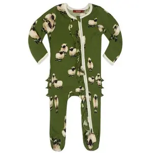 MILKBARN Ruffle Zipper Footed Romper - Valais Sheep