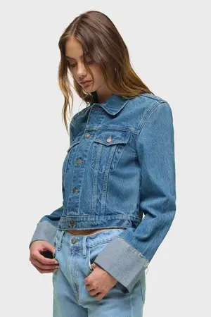 Hudson Jeans Cuffed Cropped Denim Jacket