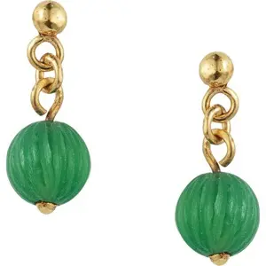 TURQUOISE MOUNTAIN Nariman Green Onyx Drop Earrings - Gold