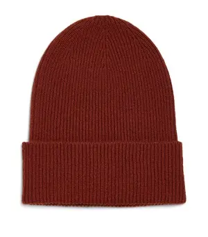 Johnstons Of Elgin Cashmere Slouchy Ribbed Beanie - Burgundy