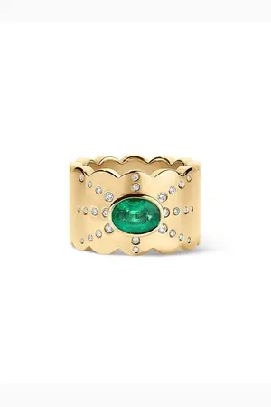 ETIQ Emerald And Diamond Cigar Band - Gold