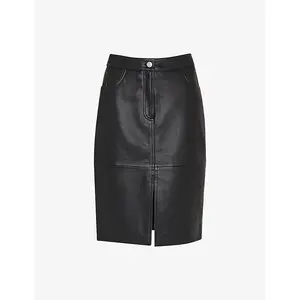 Whistles Split-hem Leather Midi Skirt