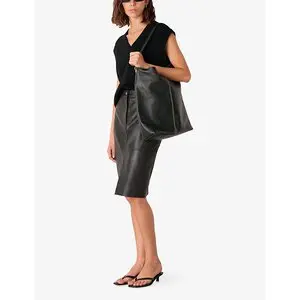 Whistles Split-hem Leather Midi Skirt