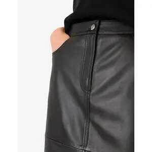 Whistles Split-hem Leather Midi Skirt