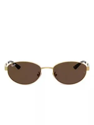 Ray-ban Oval-frame Tinted Sunglasses - Gold