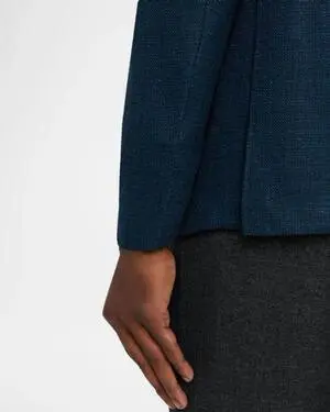 Canali Wool Textured Notch Lapel Sport Coat - Blue