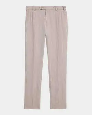 Brioni Journey Flat-Front Trousers - Beige
