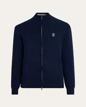 Brunello Cucinelli Cashmere Blend Full-Zip Jacket - Blue