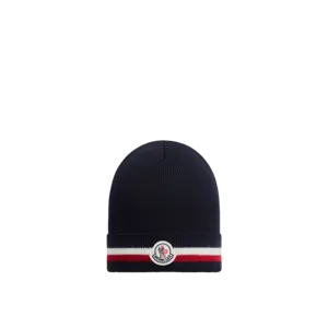 Moncler Tricolor Wool Beanie - Blue