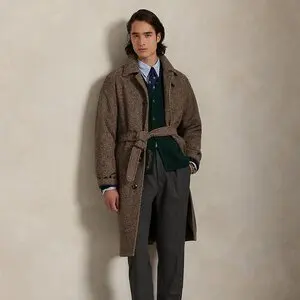 Ralph Lauren Donegal Tweed Balmacaan Coat - Brown Tan Multi