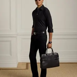 Ralph Lauren Bedford Calfskin Commuter Briefcase - Black