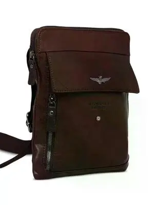 AERONAUTICA MILITARE Flap-pocket Leather Messenger Bag - Brown