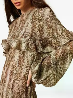 TWINSET Animal-print Dress With Ruffle Detail - Brown